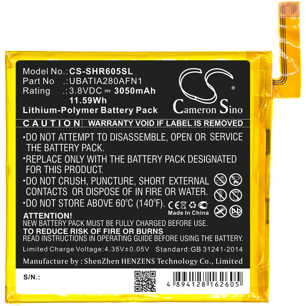 New Replacement 3050mAh Battery for Sharp 605SH,Aquos R,SH03J,SHV39; P